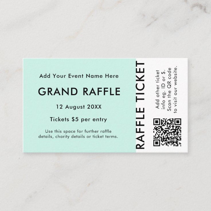 Raffle Ticket Mint QR Code Prize Draw Event Ticket | Zazzle
