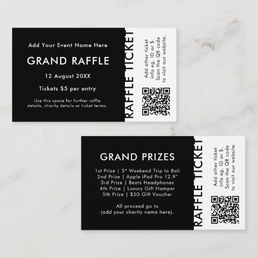 Raffle Ticket | QR Code Prize Draw Event Ticket | Zazzle