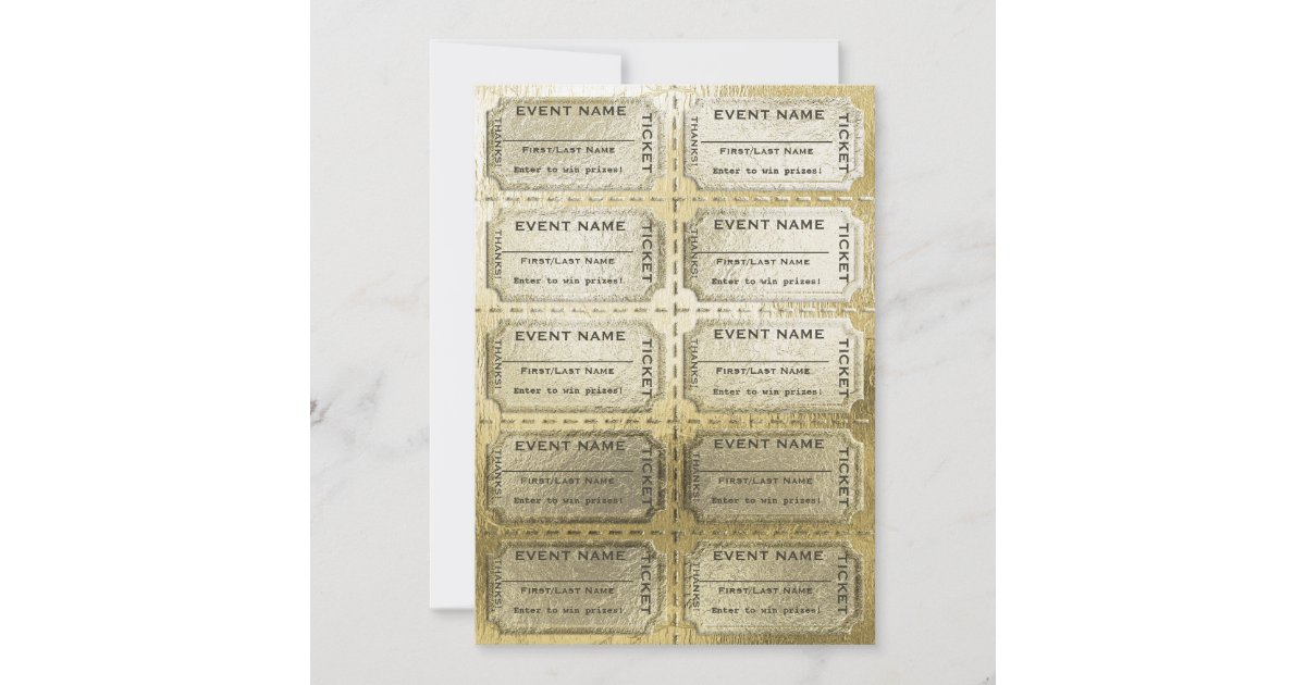 Raffle Tickets Golden | Zazzle