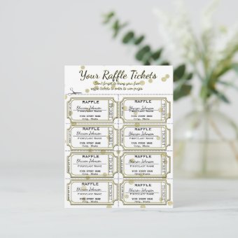 Raffle Tickets Golden Confetti Postcard | Zazzle