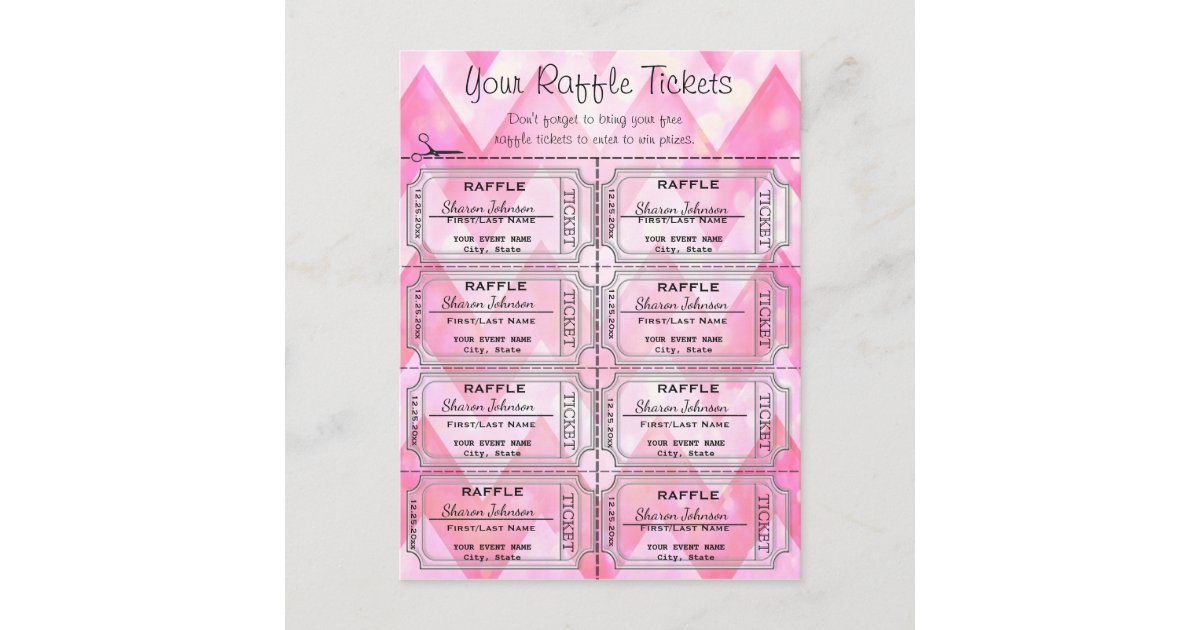 Raffle Tickets Pink Chevron Postcard | Zazzle