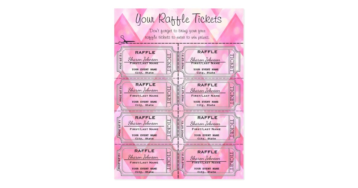 Raffle Tickets Pink Chevron Postcard | Zazzle.com
