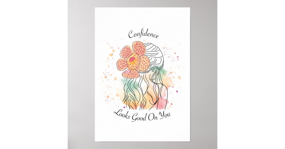 Rafflesia Flower line art woman watercolour design Poster | Zazzle