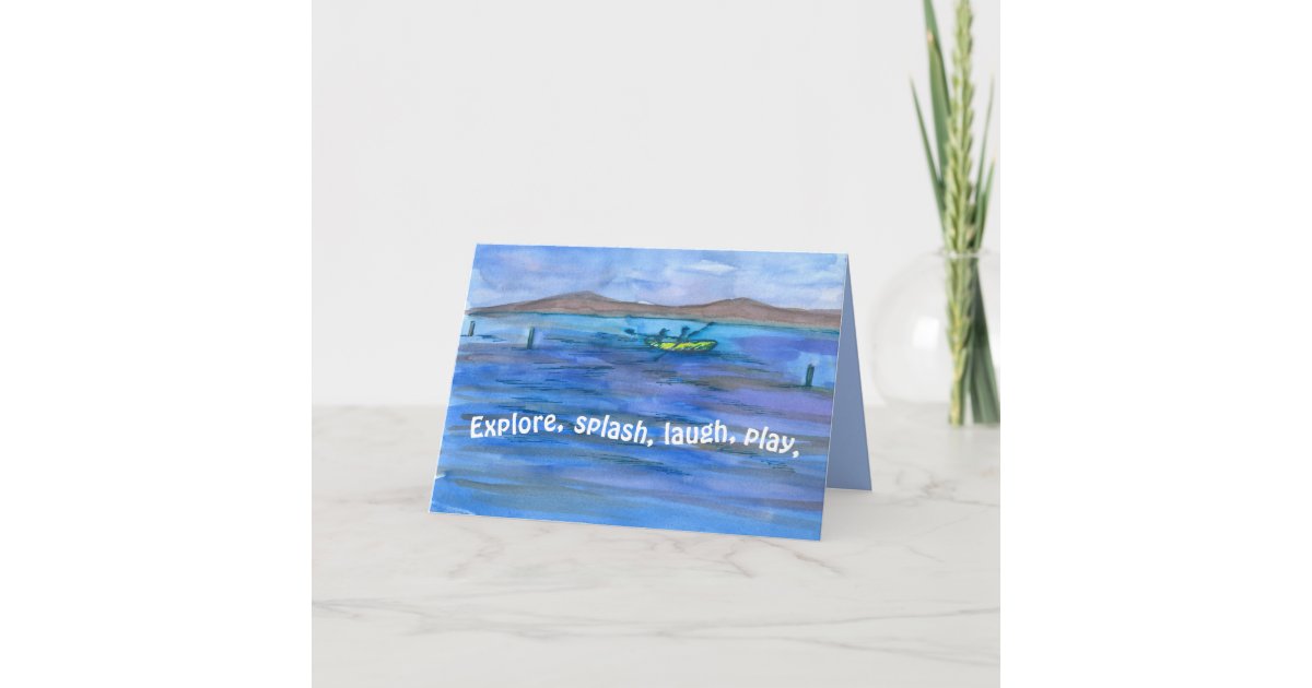 Rafting Boating Mountain Lake Happy Birthday Card | Zazzle