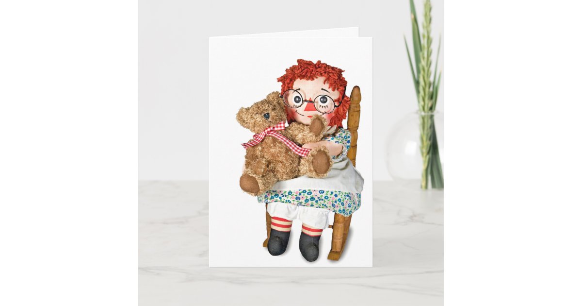 Rag doll and teddy bear card | Zazzle