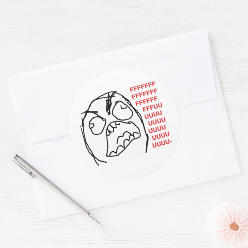 Rage Guy Angry Fuu Fuuu Rage Face Meme Classic Round Sticker | Zazzle