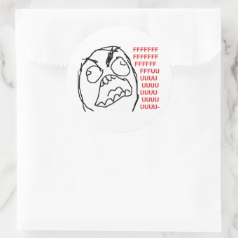 Rage Guy Angry Fuu Fuuu Rage Face Meme Classic Round Sticker | Zazzle