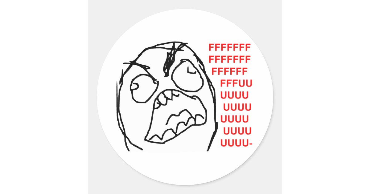 Rage Guy Angry Fuu Fuuu Rage Face Meme Classic Round Sticker | Zazzle