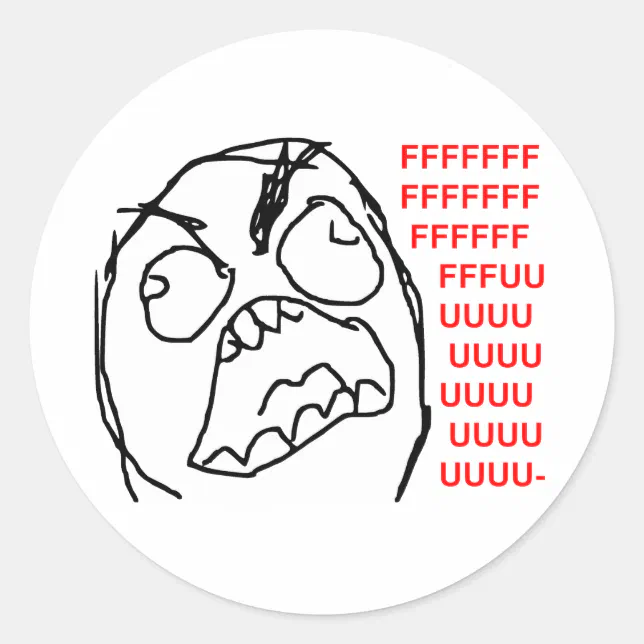 Rage Guy Angry Fuu Fuuu Rage Face Meme Classic Round Sticker | Zazzle