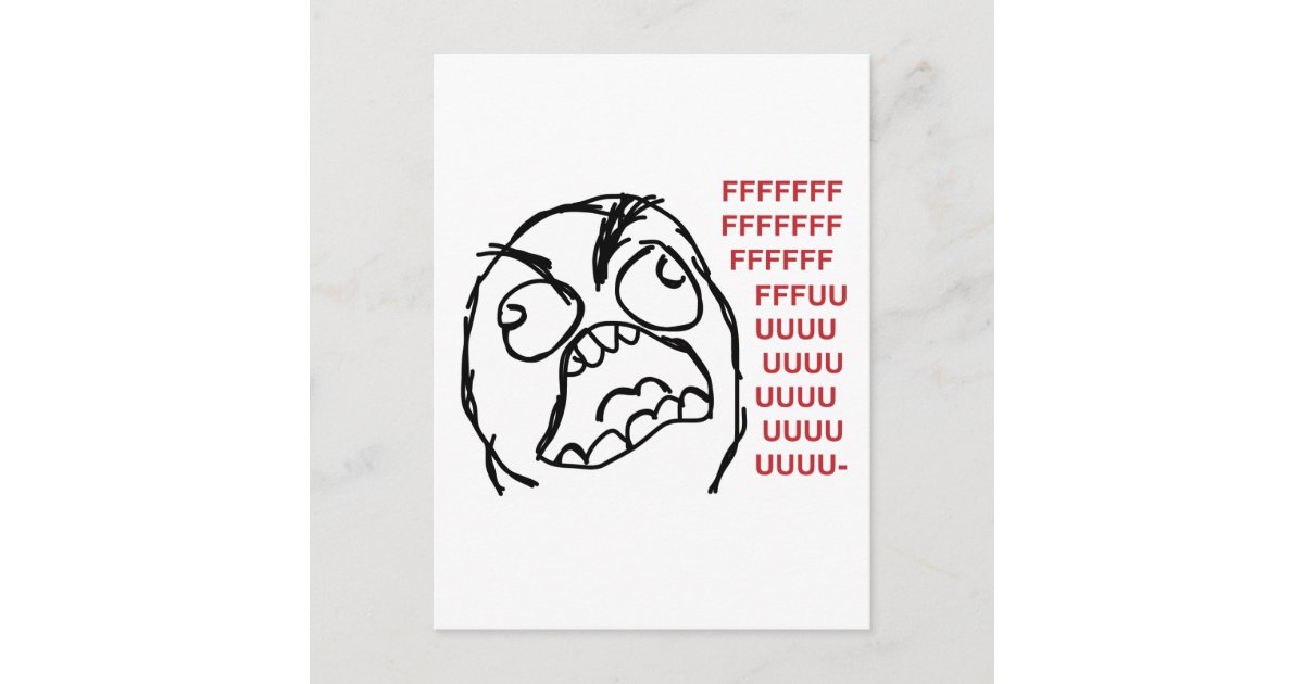Rage guy fuuu fuuuu postcard | Zazzle