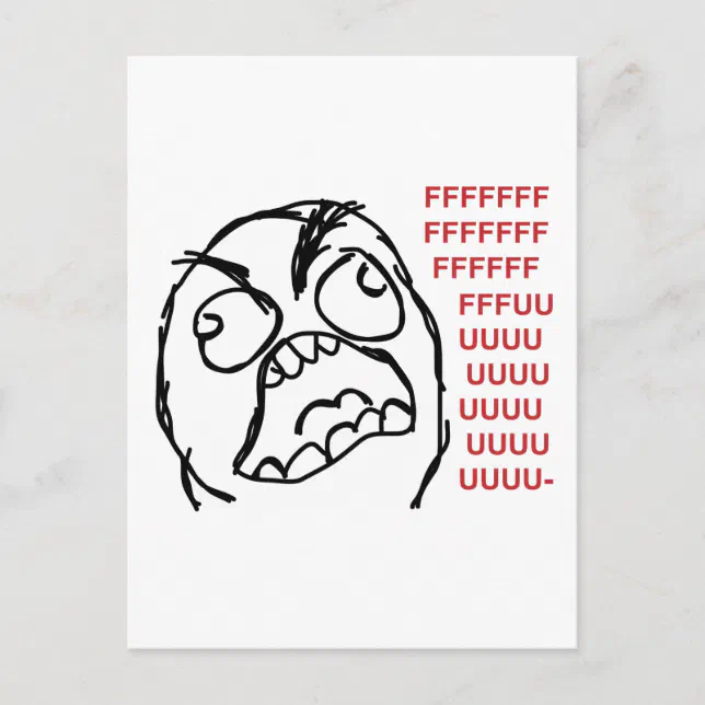 Rage guy fuuu fuuuu postcard | Zazzle