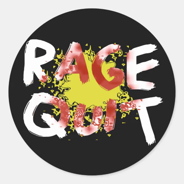 Rage Quit (Dark) Classic Round Sticker | Zazzle