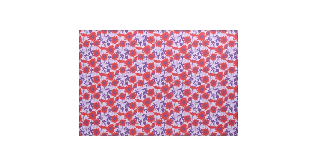 Ragged poppies red purple floral graphic fabric | Zazzle