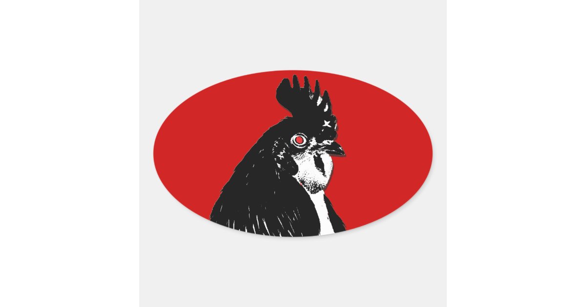 Raging Chicken Logo Oval Sticker | Zazzle