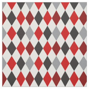 Red Argyle Pattern Fabric | Zazzle