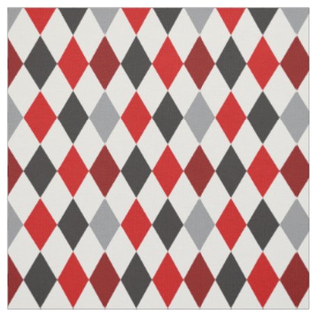 Red Argyle Pattern Fabric | Zazzle