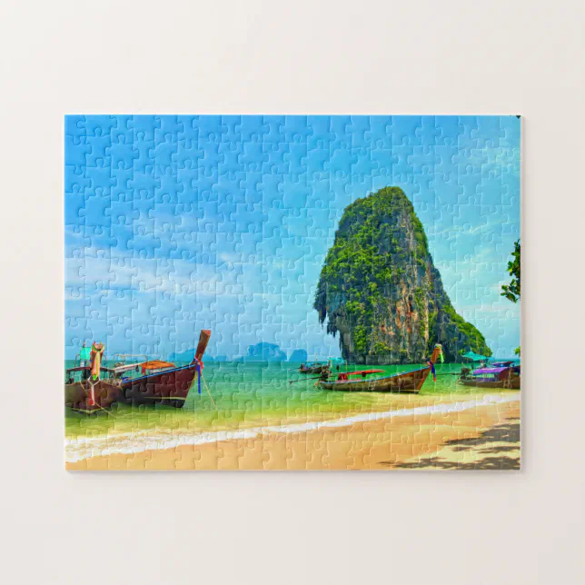 Railay Beach at Krabi, Thailand Jigsaw Puzzle | Zazzle