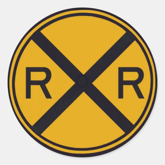 Railroad Crossing Classic Round Sticker | Zazzle.com
