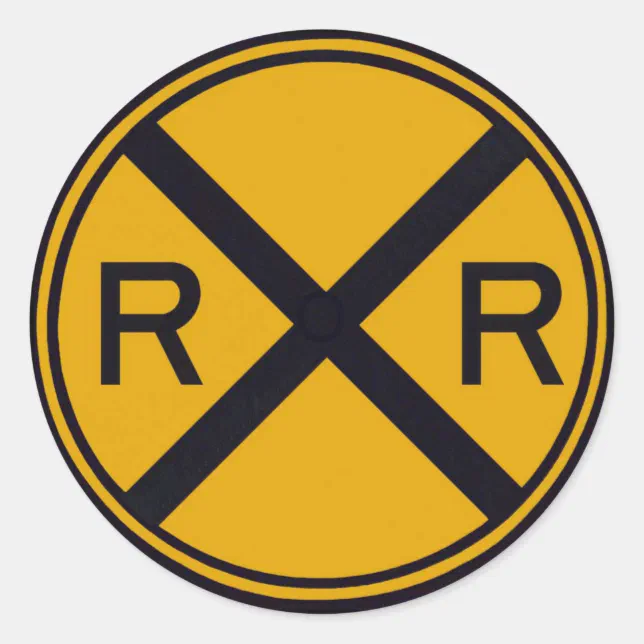 Railroad Crossing Classic Round Sticker | Zazzle