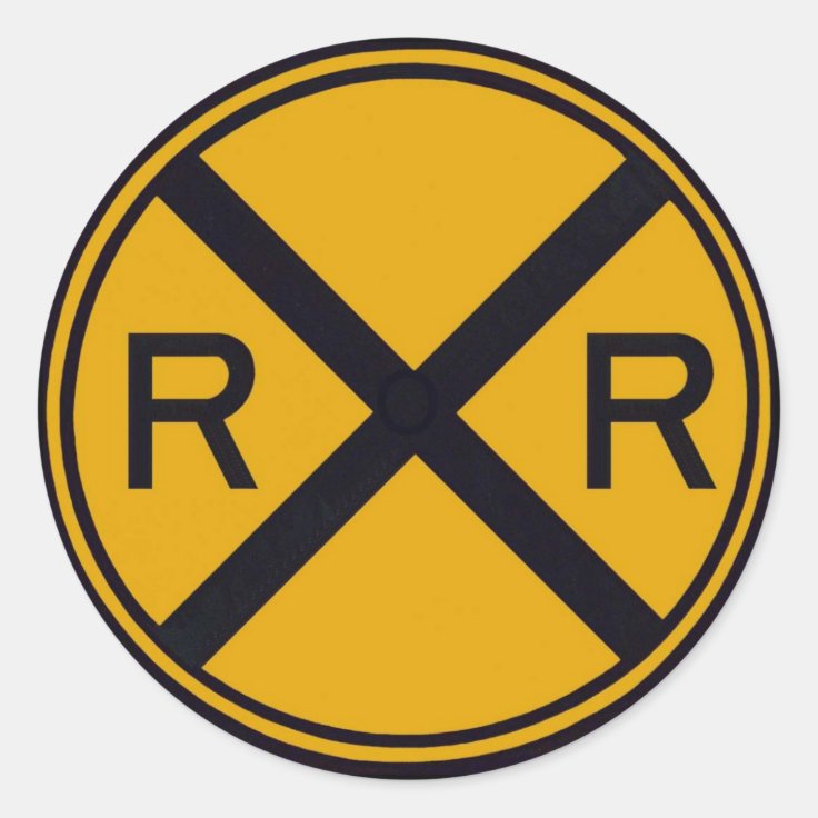 Railroad Crossing Classic Round Sticker | Zazzle