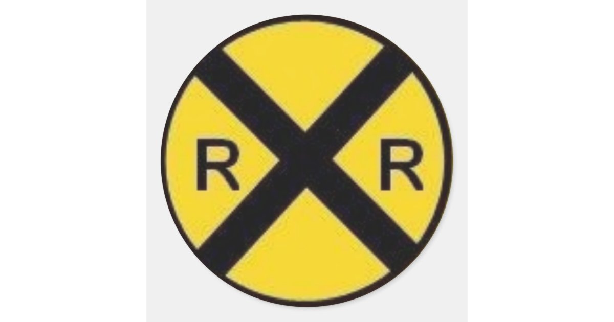Railroad Crossing Sign Classic Round Sticker | Zazzle