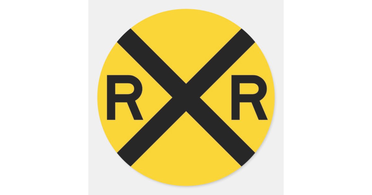 Railroad Crossing Sign Classic Round Sticker | Zazzle