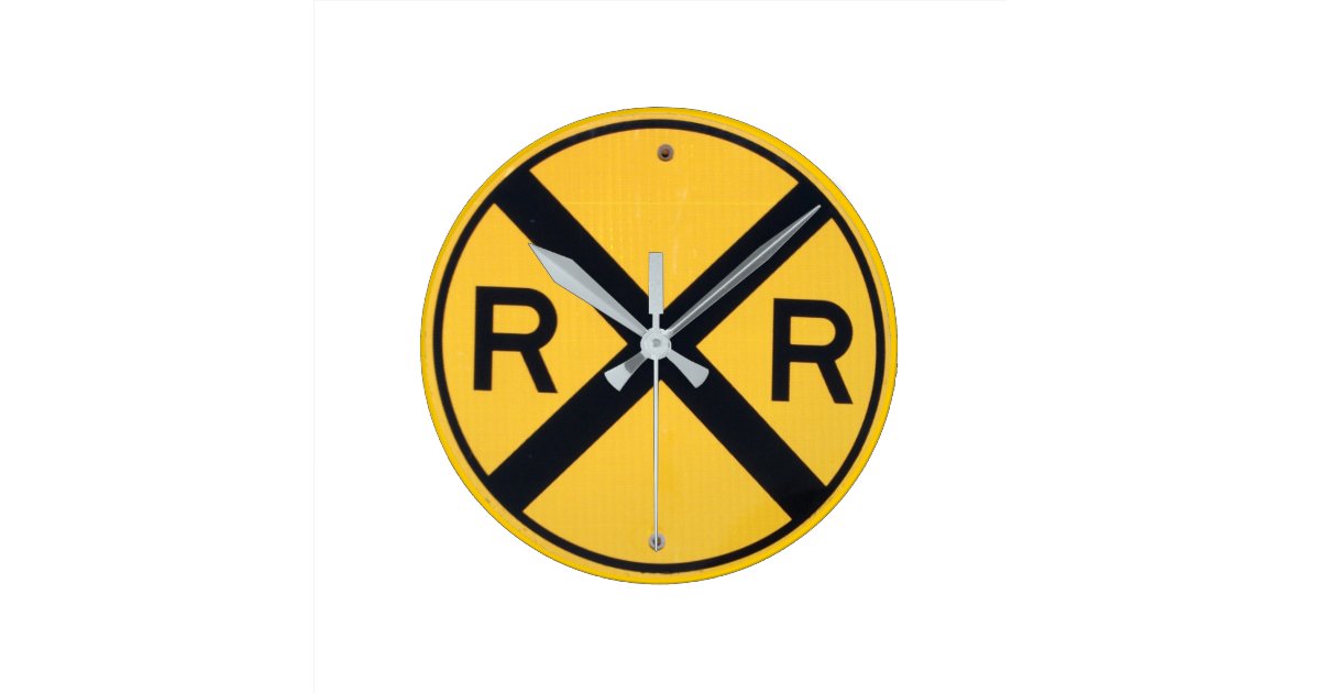Railroad Crossing Sign Round Clock | Zazzle.com