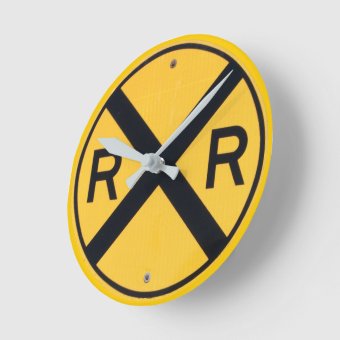Railroad Crossing Sign Round Clock | Zazzle