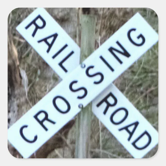Railroad Crossing Square Sticker | Zazzle