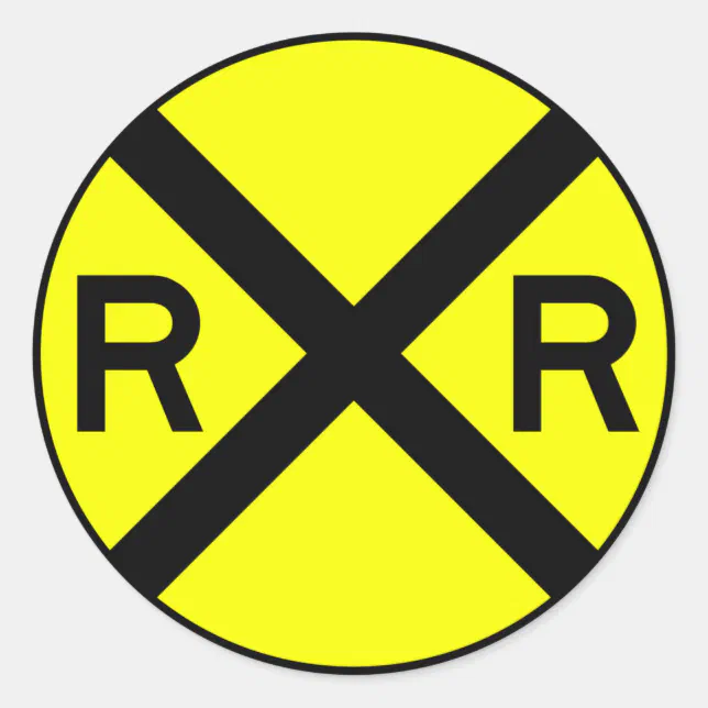 Railroad Crossing Warning Street Sign Train Classic Round Sticker | Zazzle