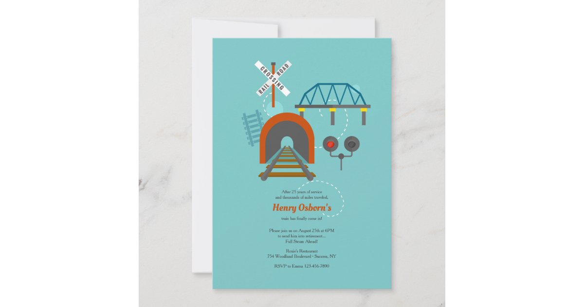 Railroad Engineer Retirement Invitations | Zazzle