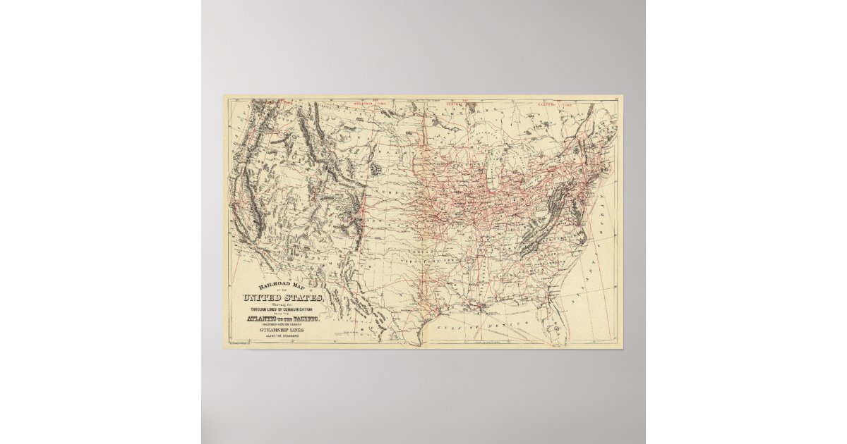Railroad map US Poster | Zazzle
