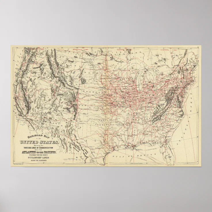 Railroad map US Poster | Zazzle