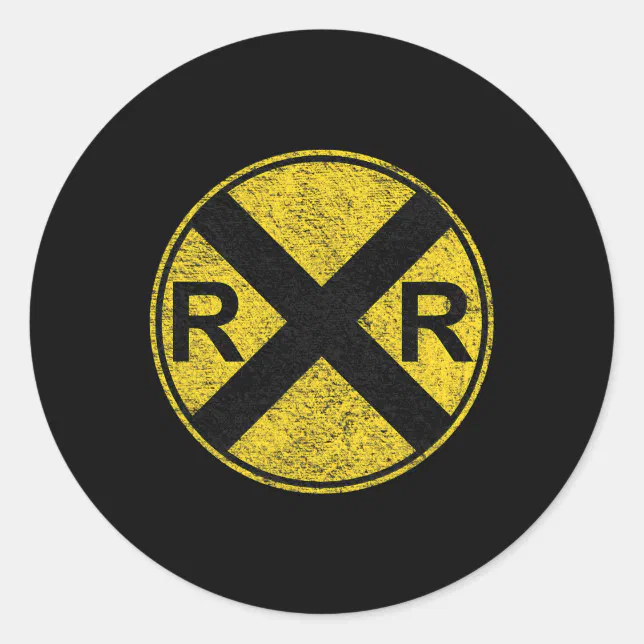 RAILROAD SIGN COSTUME TRAIN RAIL CROSSING WARNING CLASSIC ROUND STICKER ...