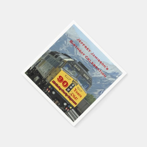 Railroad Train Paper Napkins, 90th Birthday Paper Napkins | Zazzle