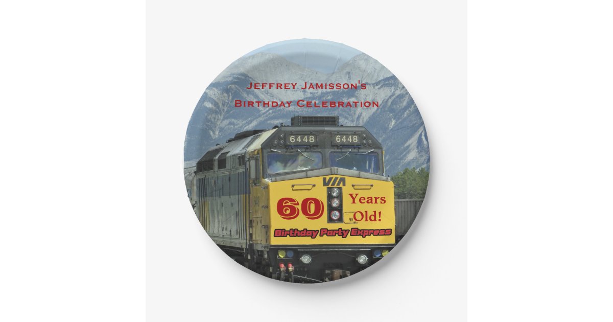 Railroad Train Paper Plates, 60th Birthday, Custom Paper Plates | Zazzle