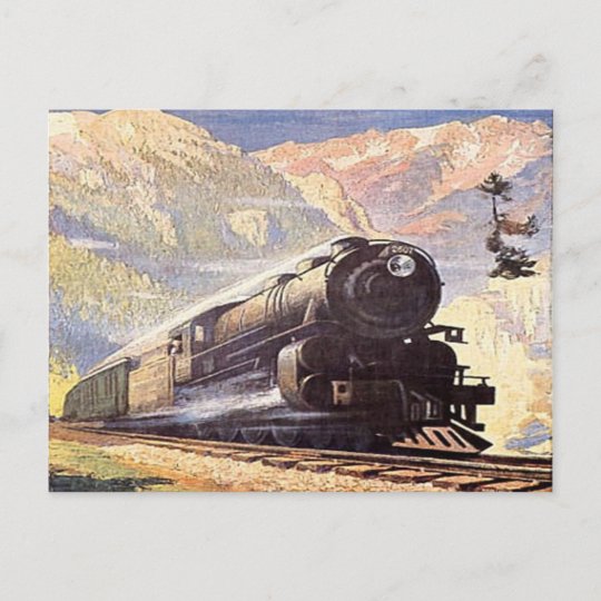railroad train vintage retro locomotive tourism postcard | Zazzle.com