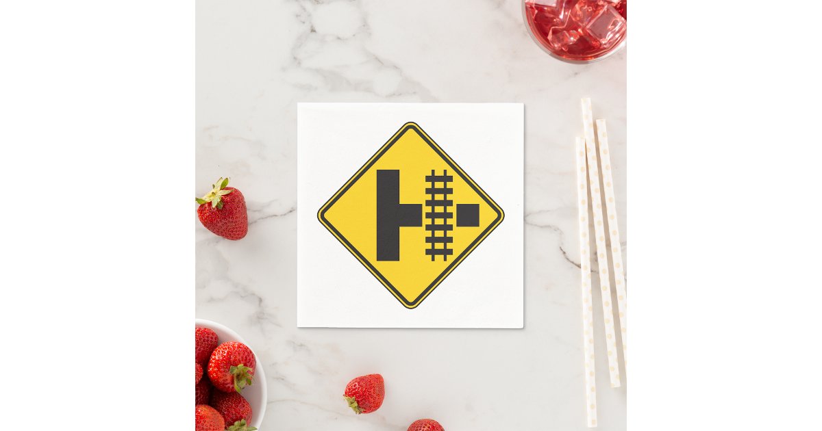 Railway Crossing Road Sign Paper Napkins | Zazzle