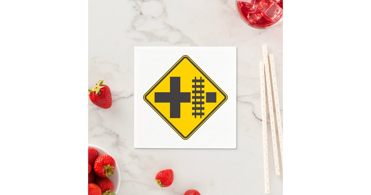 Railway Crossing Road Sign Paper Napkins | Zazzle