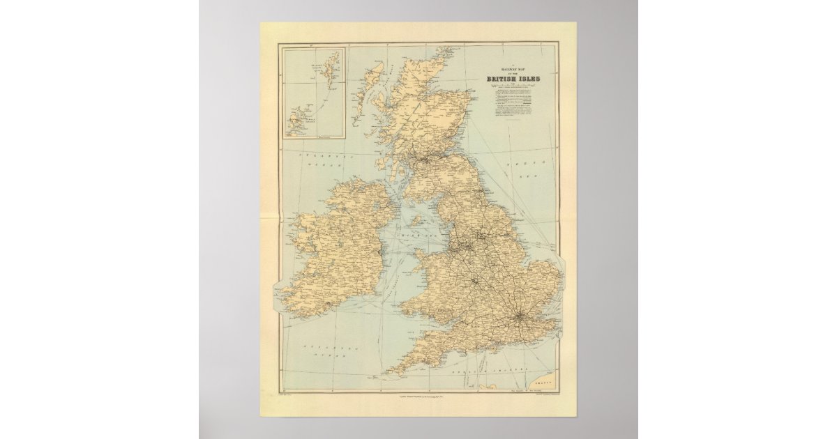 Railway map, British Isles Poster | Zazzle