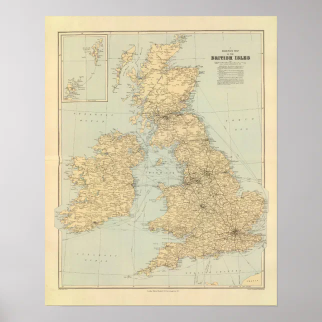 Railway map, British Isles Poster | Zazzle