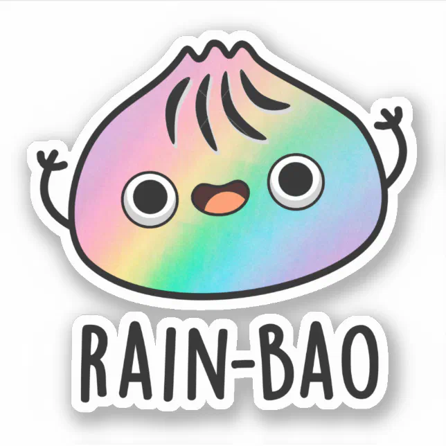 Rain-bao Funny Rainbow Dimsum Bao Pun Sticker | Zazzle