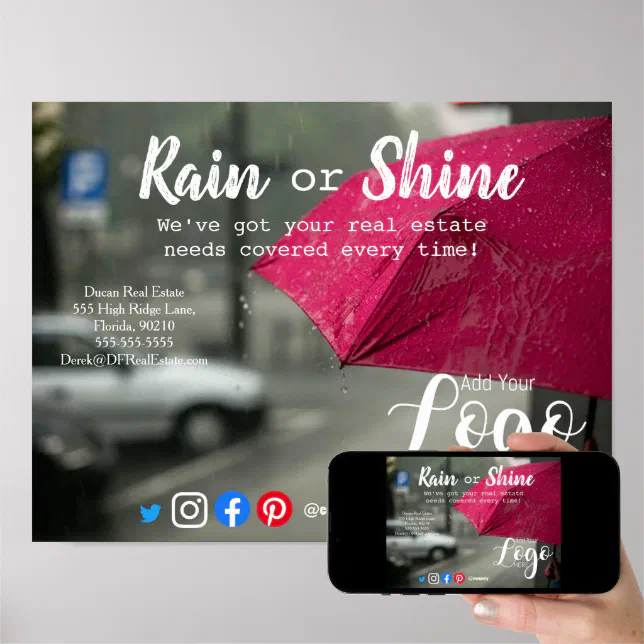 Rain clients referral real estate marketing sell p poster | Zazzle