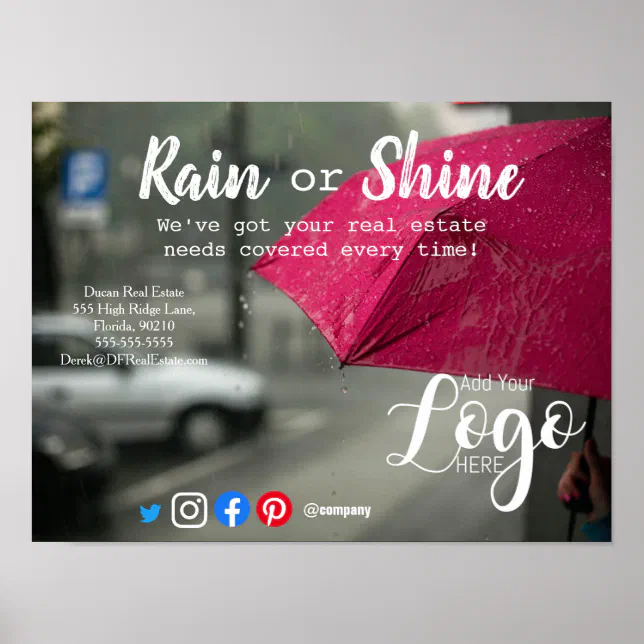 Rain clients referral real estate marketing sell p poster | Zazzle