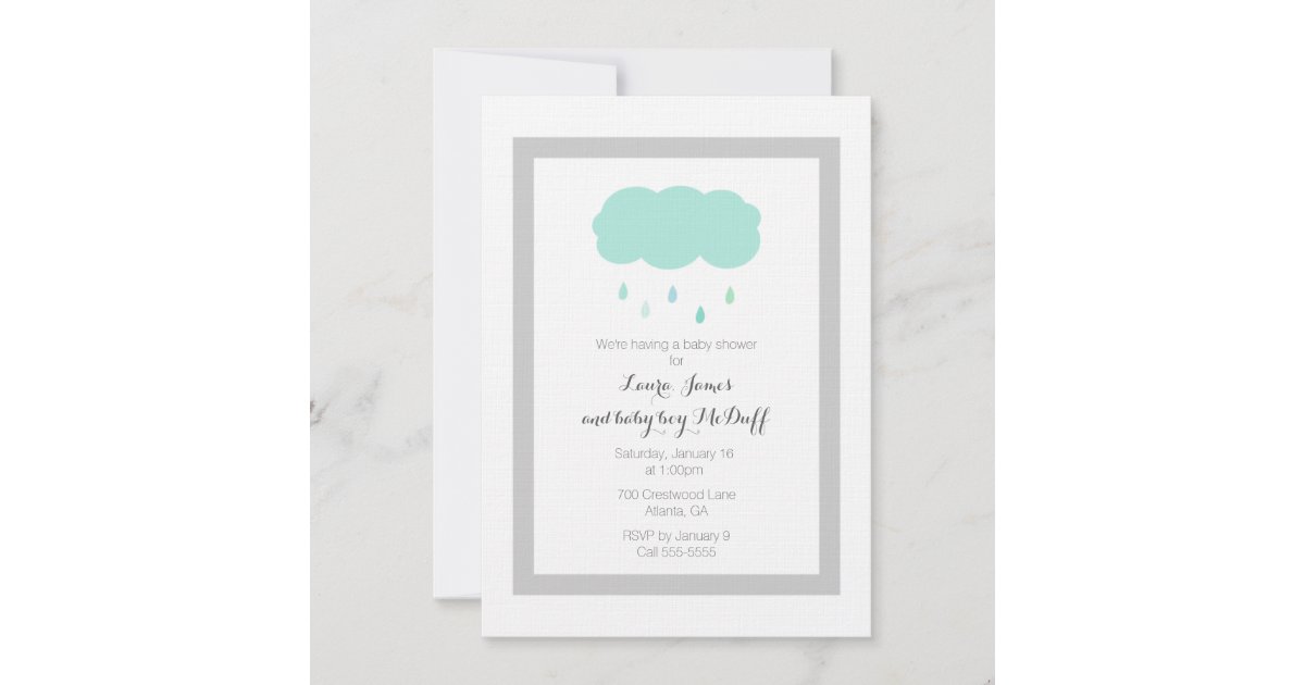 Rain Cloud Baby Shower Invitation | Zazzle