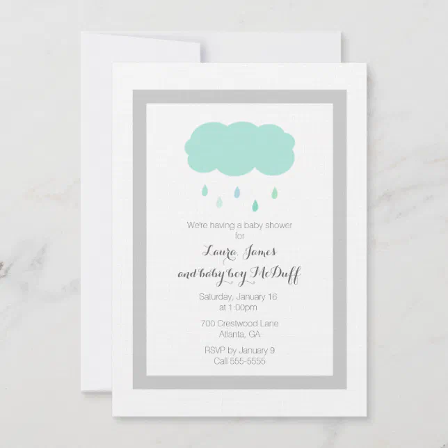 Rain Cloud Baby Shower Invitation | Zazzle