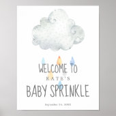 Rain Cloud Boy Baby Sprinkle Welcome Poster | Zazzle