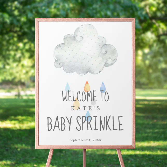 Rain Cloud Boy Baby Sprinkle Welcome Poster | Zazzle