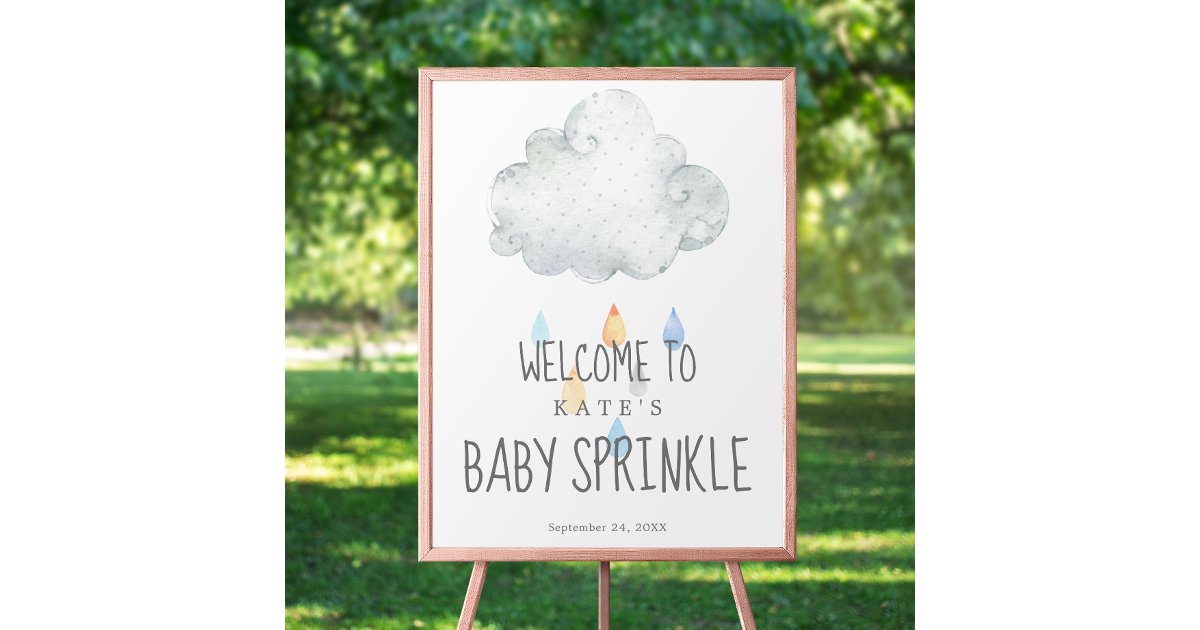 Rain Cloud Boy Baby Sprinkle Welcome Poster | Zazzle