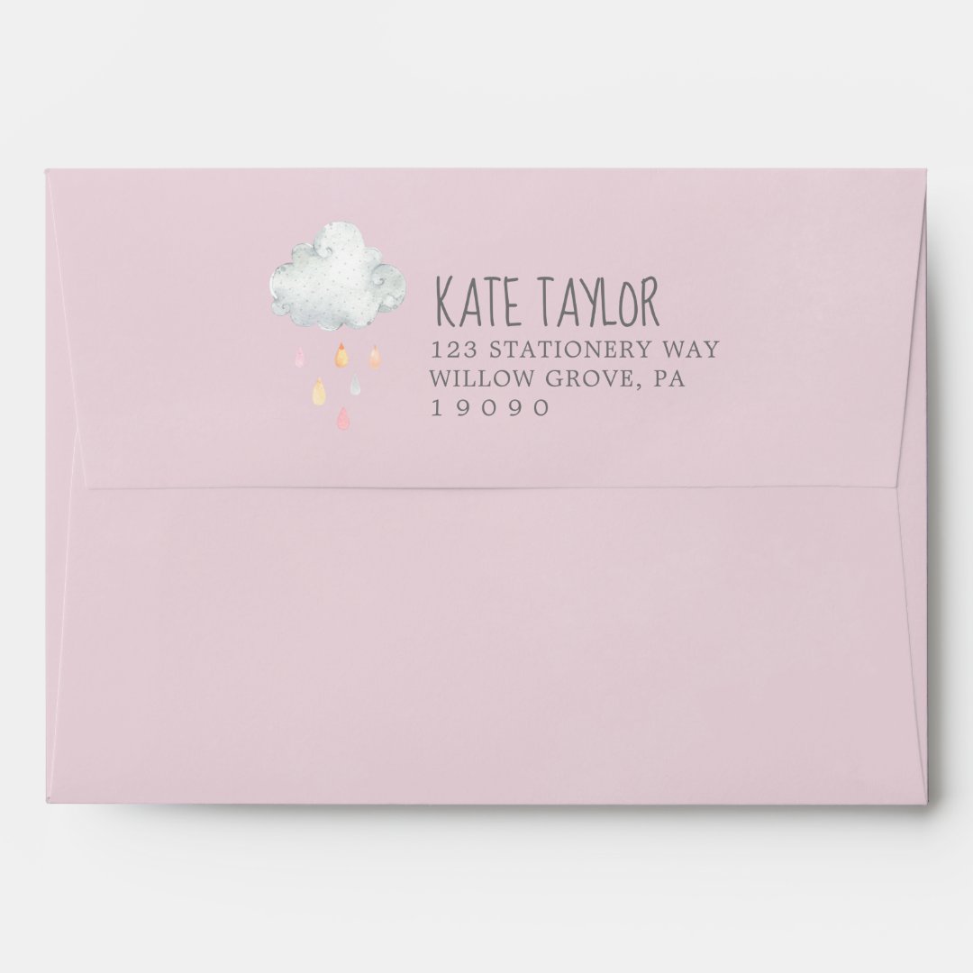 Rain Cloud Girl Baby Shower Invitation Envelope | Zazzle